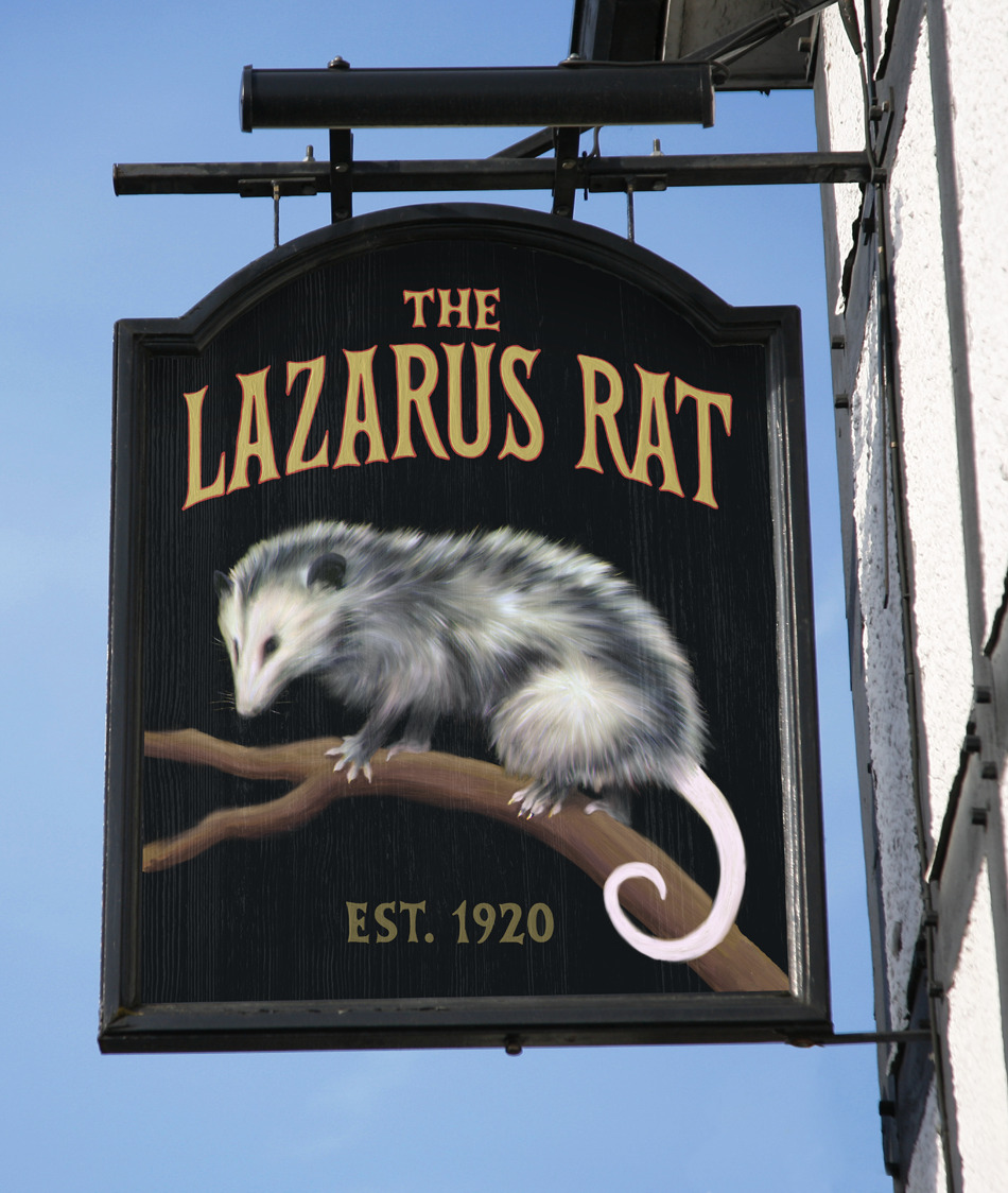 British Pub Sign, The Lazarus Rat - LiarTownUSA