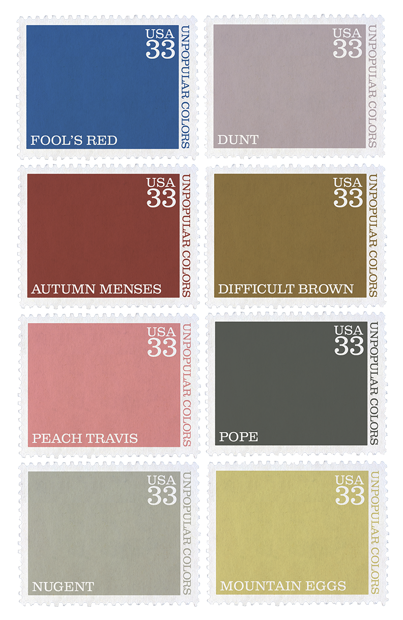 Unpopular Colors United States Postage Stamps - LiarTownUSA